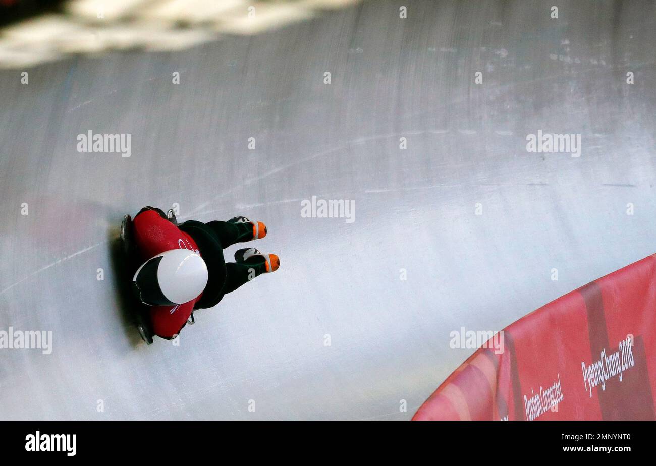 Anthony Watson of Jamaica slides down the track during a training run ...