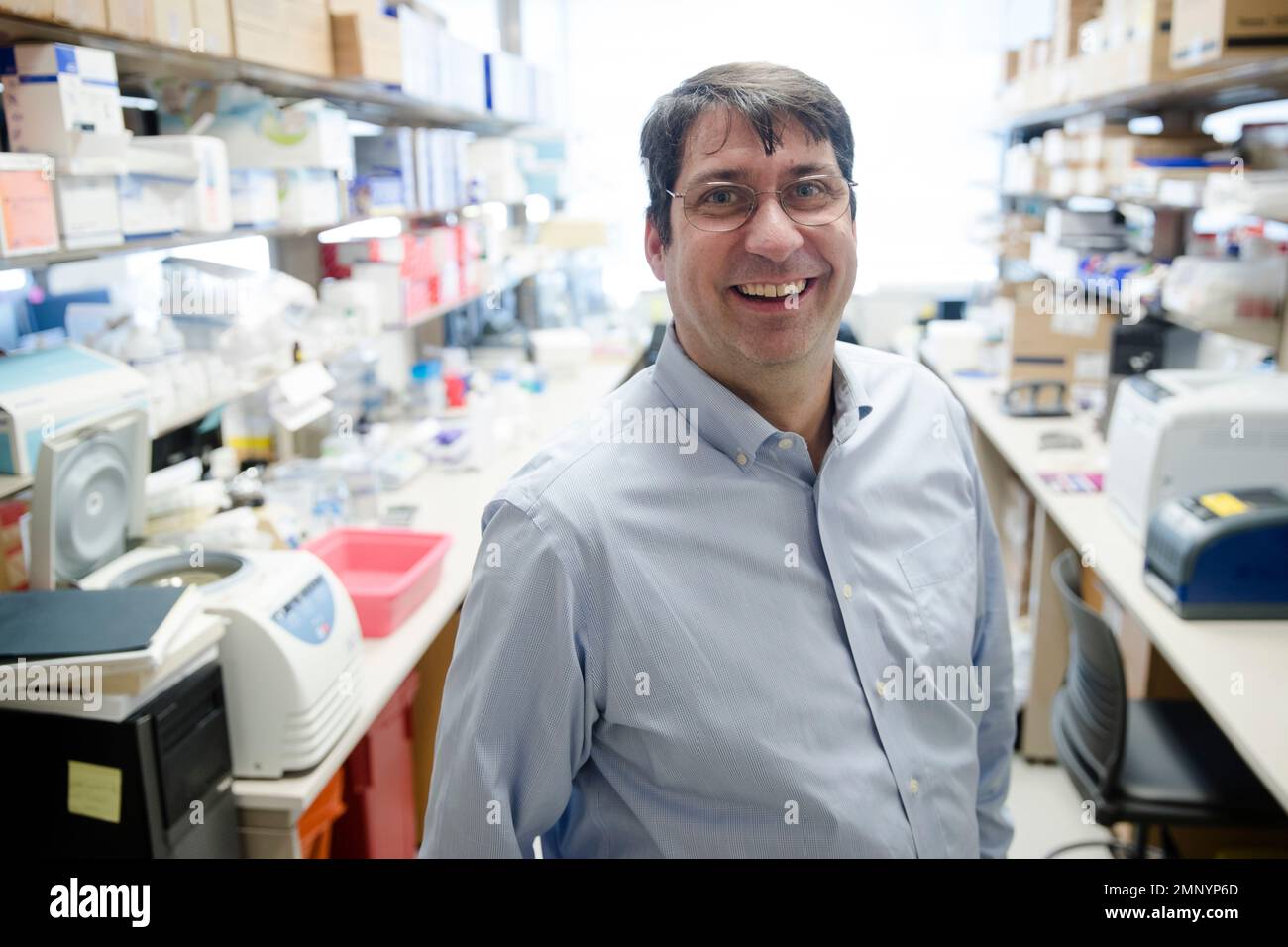 In this Tuesday, Jan. 23, 2018 photo, James Riley, an HIV and gene ...
