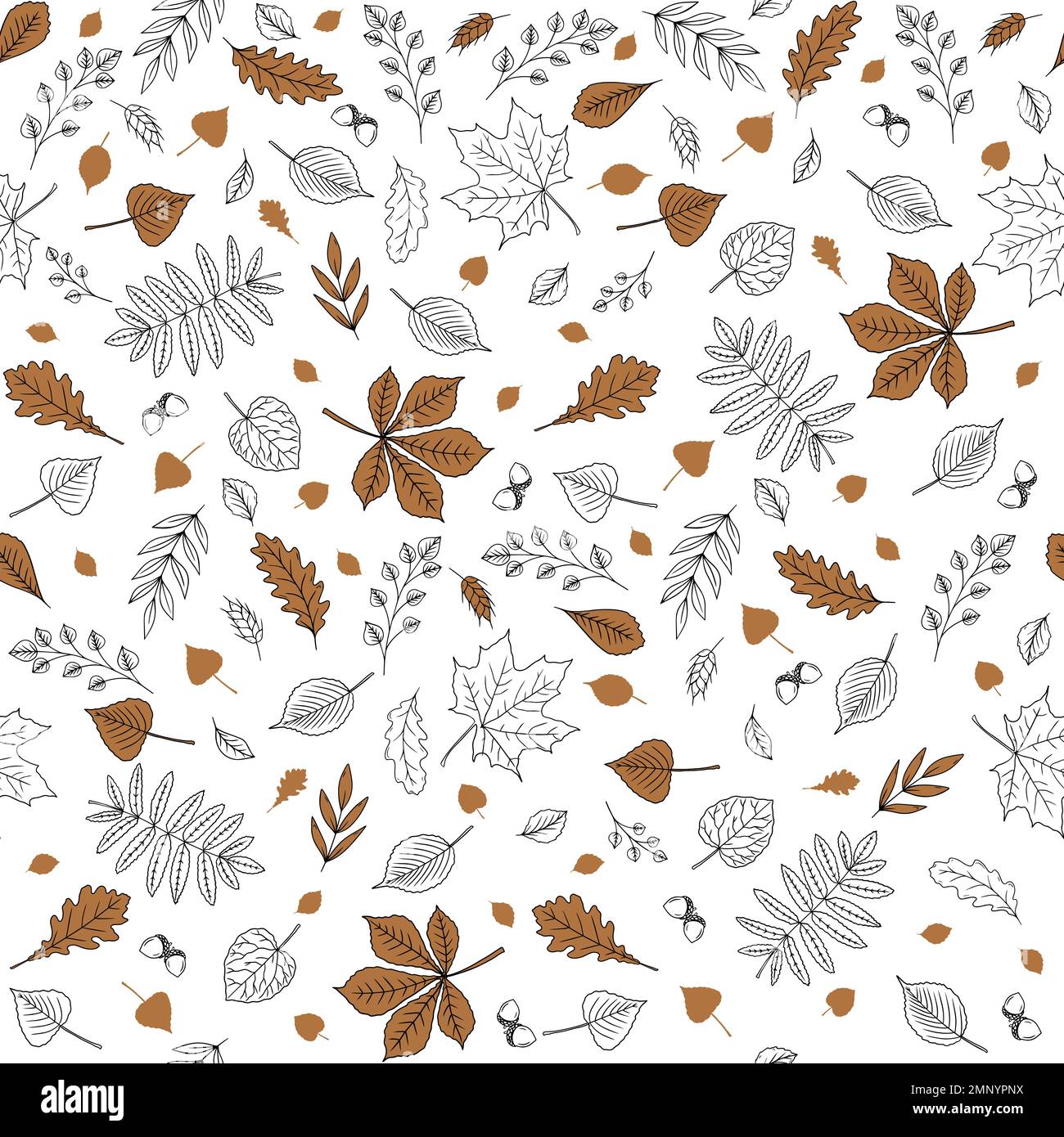 Seamless autumn objects hand drawn collection isolated on white ...