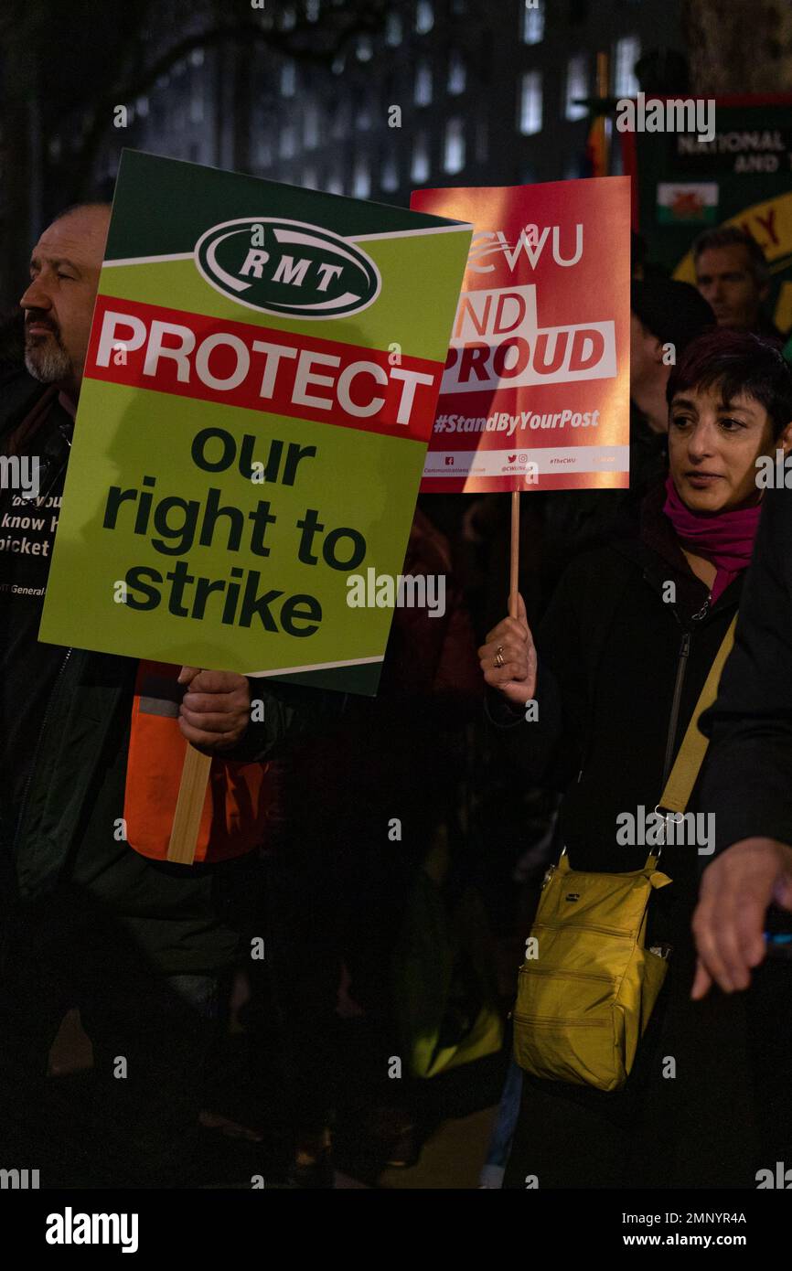 London, England, UK 30 January 2023 Defend the Right to strike protest ...