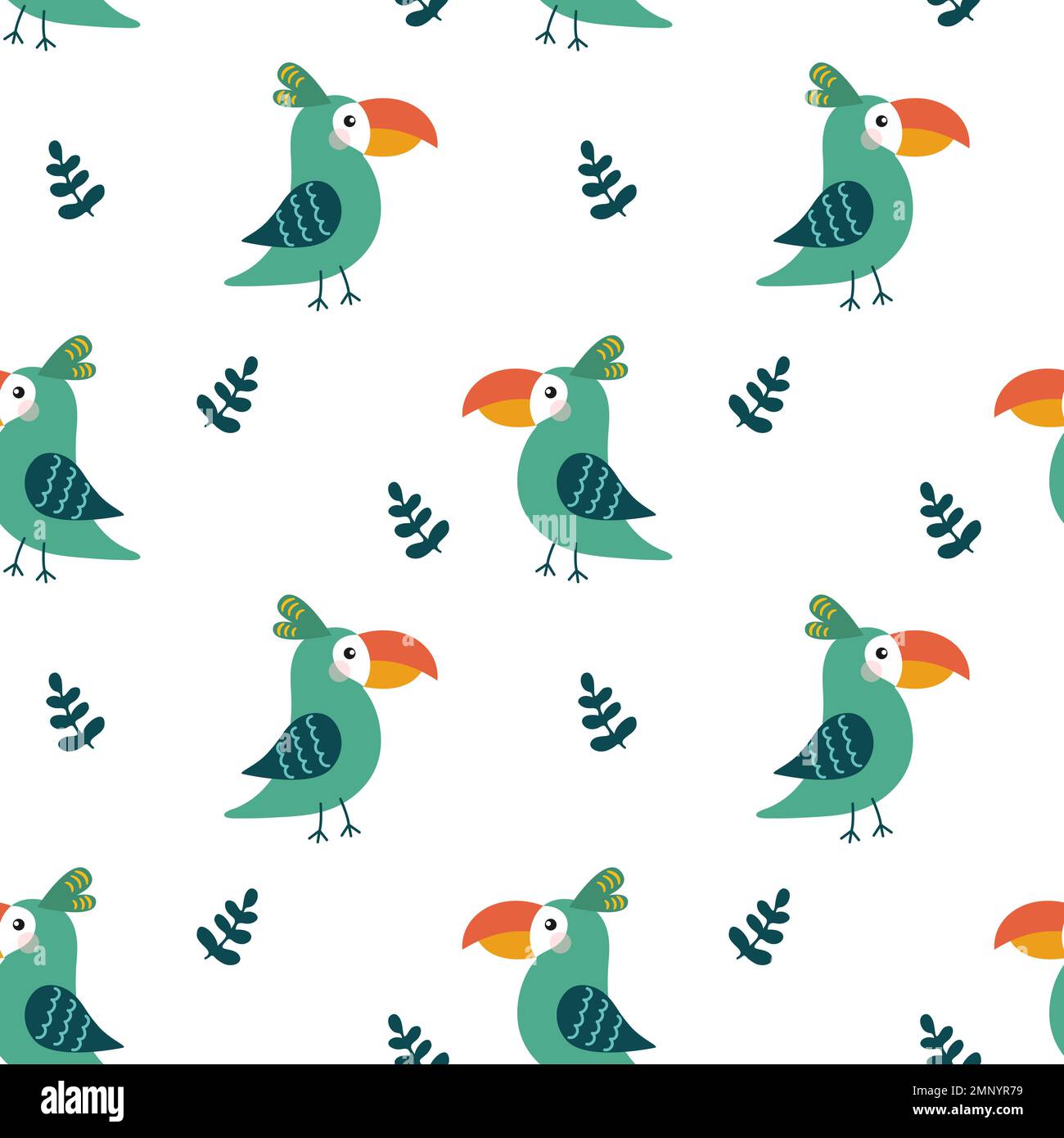 Funny birds seamless pattern. Childish design for fabric, wrapping ...