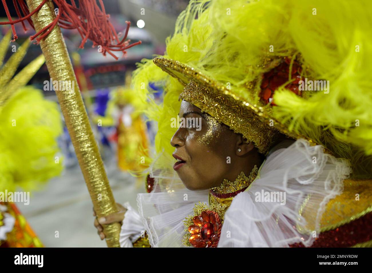 A performer from the Portela samba school parades during Carnival ...