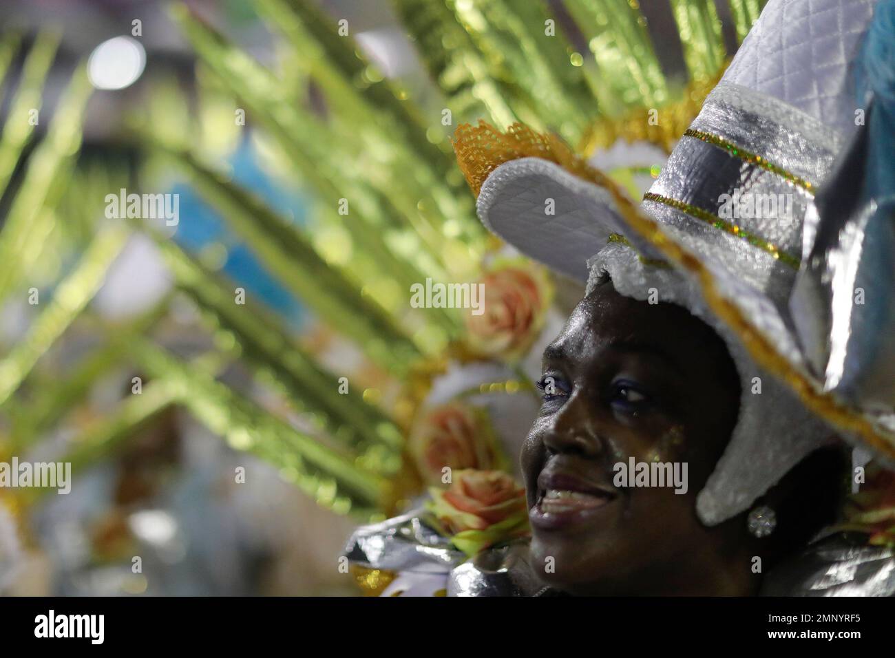 A performer from the Portela samba school parades during Carnival ...