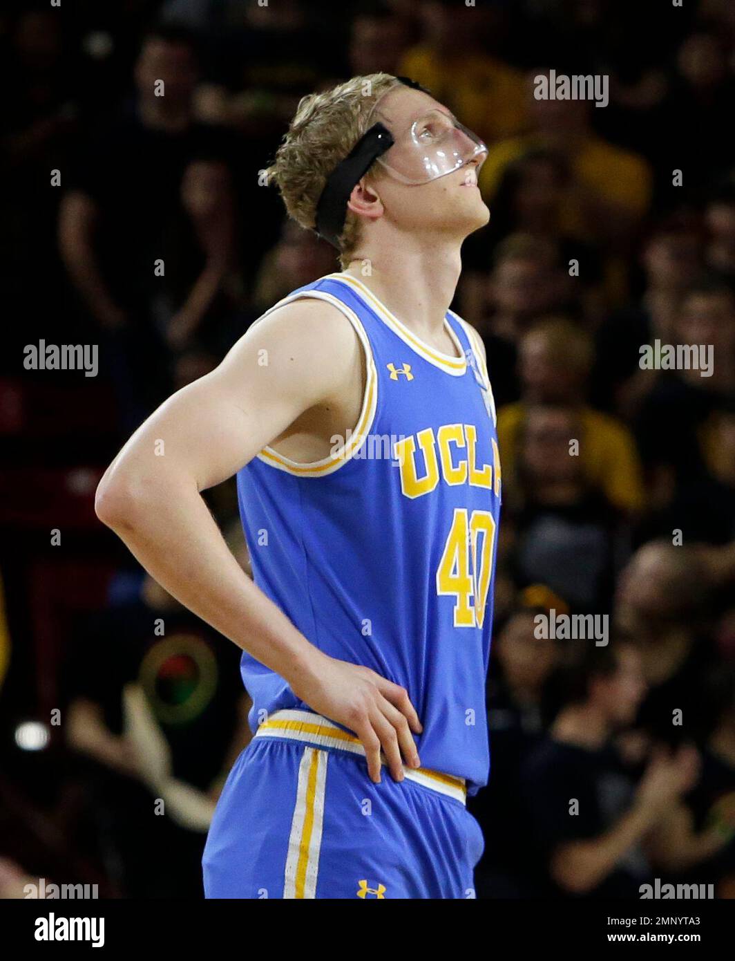 UCLA center Thomas Welsh (40) in the first half during an NCAA college ...
