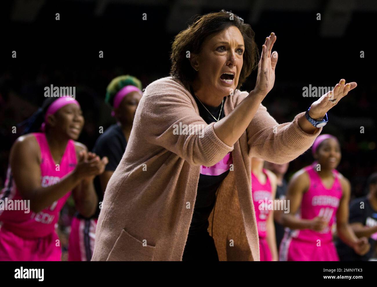 Georgia Tech head coach MaChelle Joseph claps for her players during ...