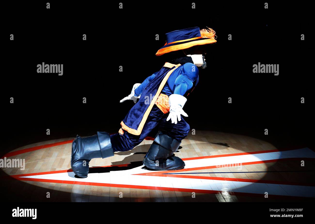 The Virginia mascot Cavalier performs prior to an NCAA college ...