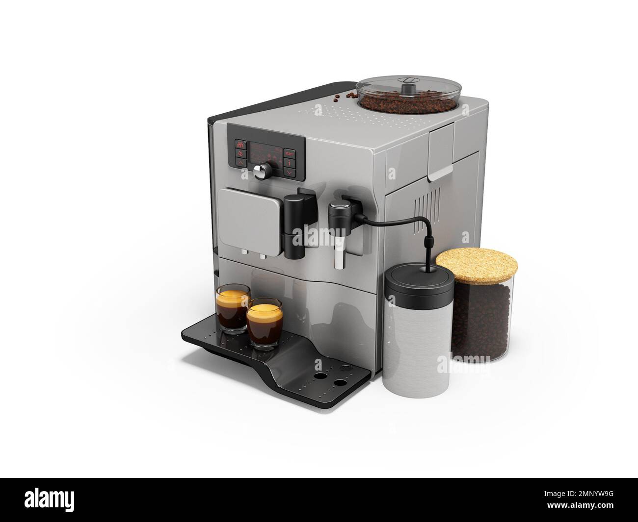 3d illustration of white professional automatic coffee machine with ...