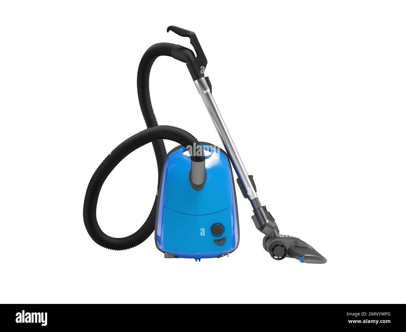 3D illustration of blue electric vacuum cleaner for dry cleaning on ...