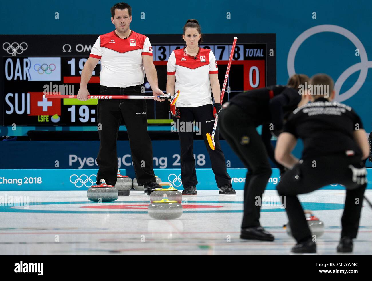 Switzerland Martin Rios, left, and Jenny Perret, second from left ...
