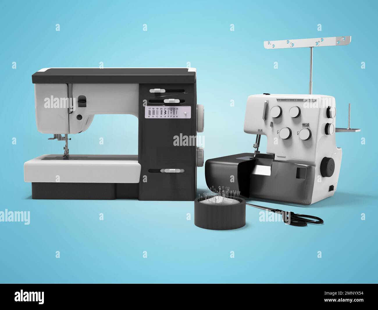 3d illustration of universal electric sewing machine and electric ...