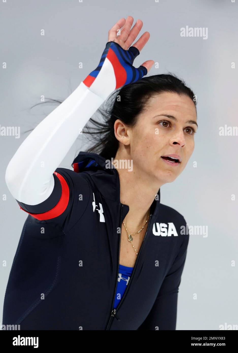 Brittany Bowe of the U.S. celebrates after competing in the women's ...
