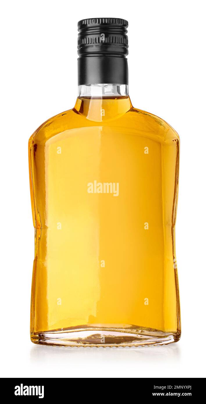 flat bottle of whiskey isolated on white background Stock Photo - Alamy