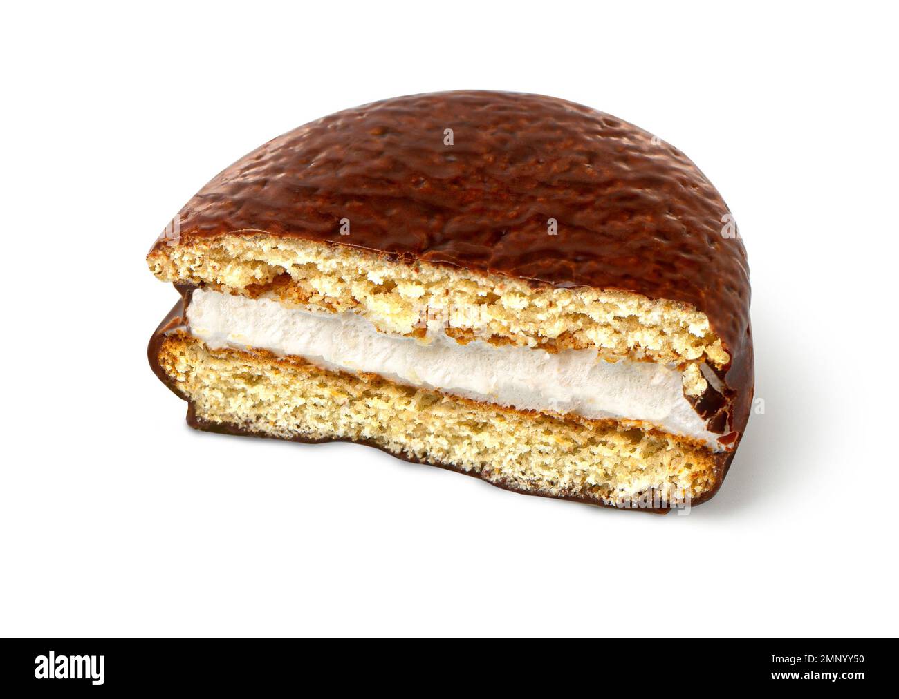 Choco pie chocolate biscuits isolated on white background with clipping ...