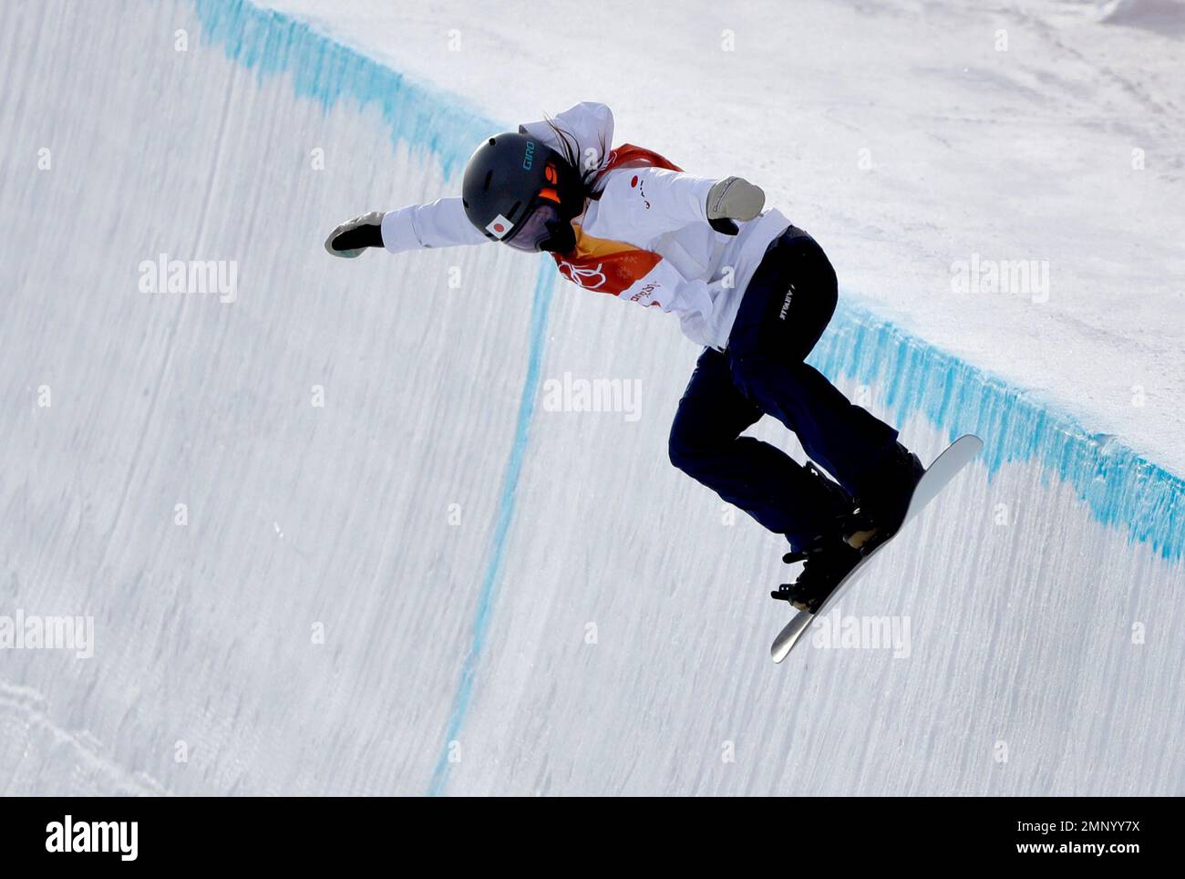 Hikaru Oe, of Japan, runs the course during the women's halfpipe ...