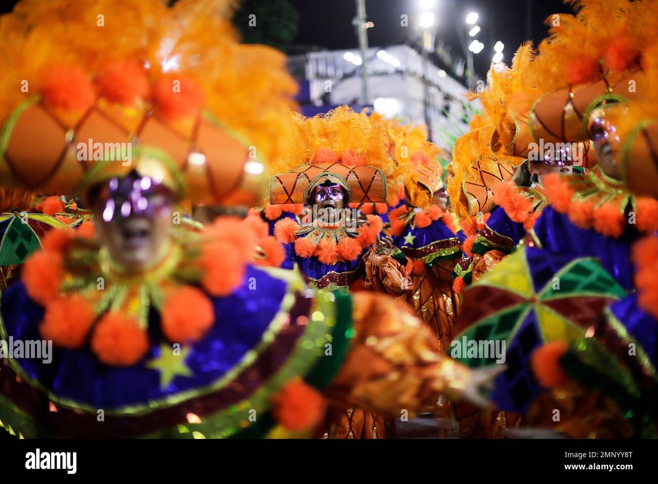 Performers from Academicos do Grande Rio samba school parade during ...