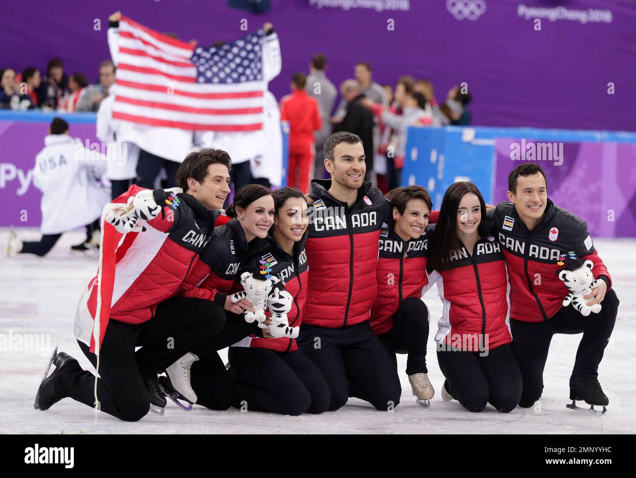 The Canadian team pose for a group photo following the Venue Ceremony ...