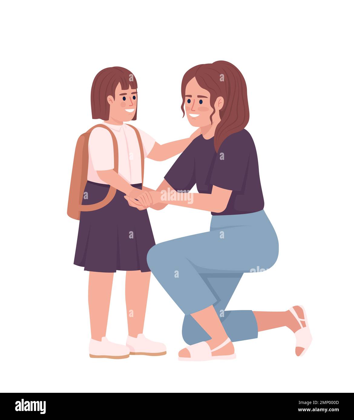Mother motivating child to do well in school semi flat color vector ...