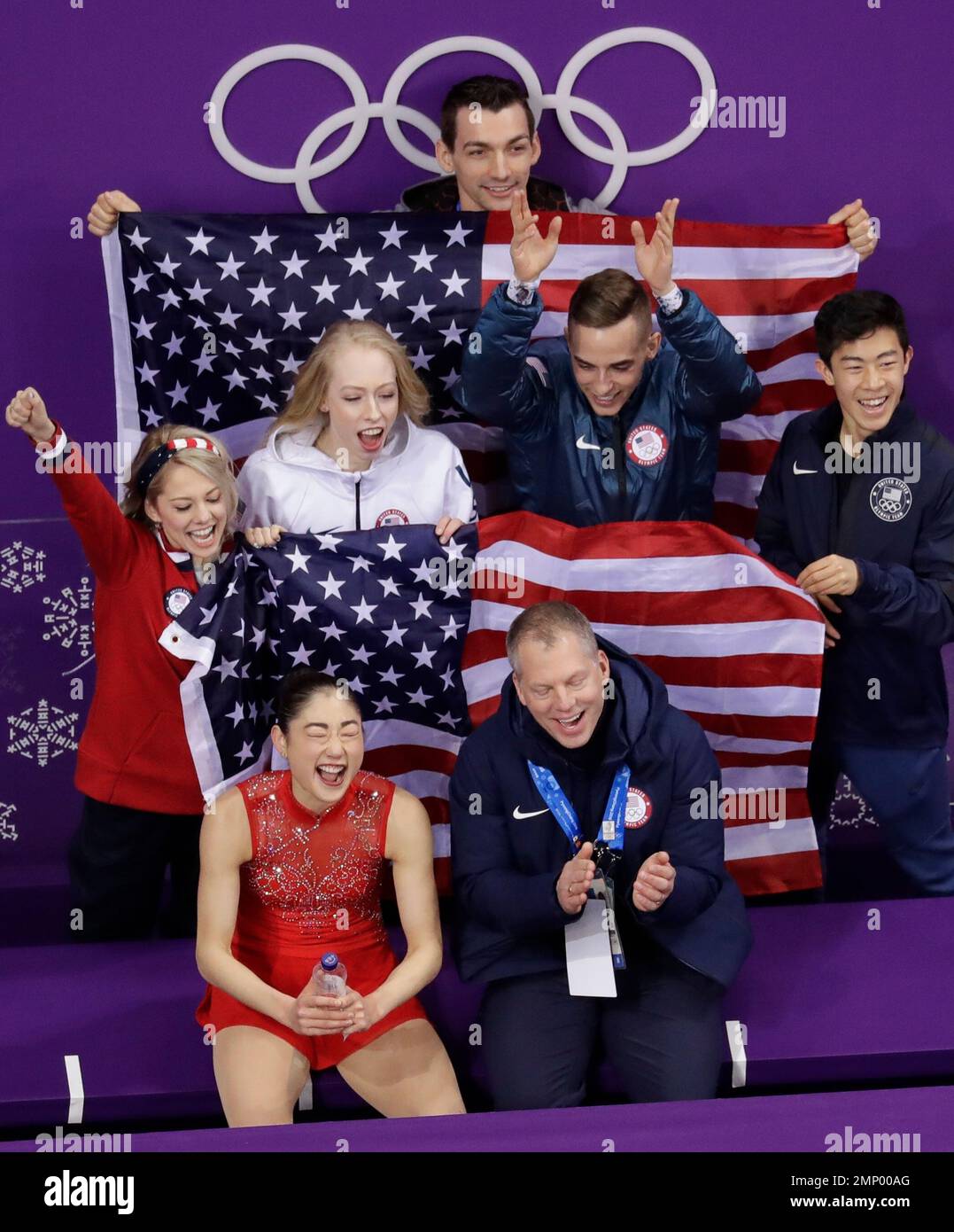 Mirai Nagasu, of the United States, reacts after performing in the ...