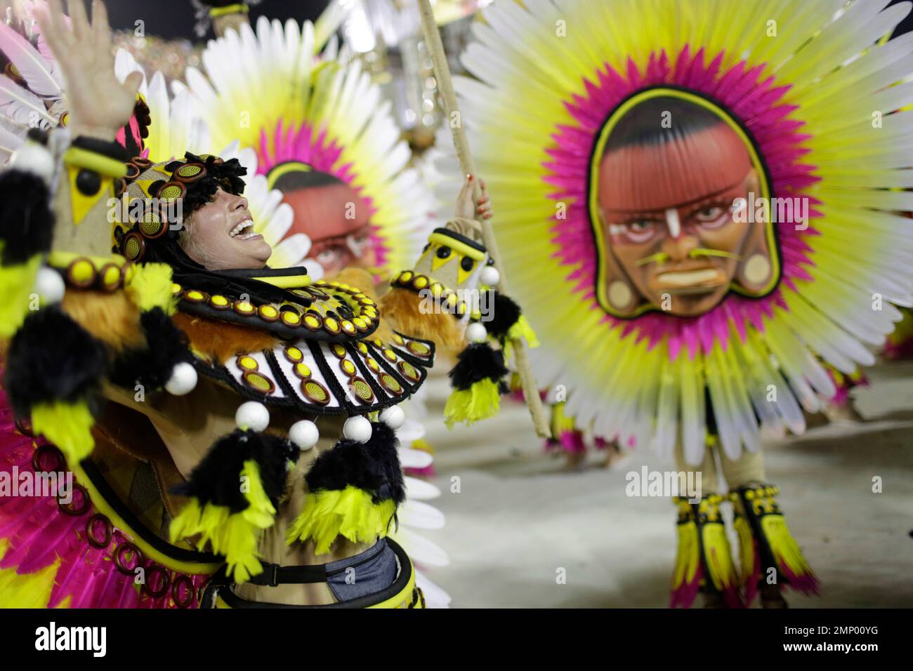 Performers from the Sao Clemente samba school parade during Carnival ...