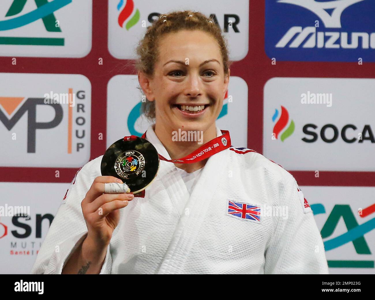 Sally Conway of Great Britain poses with the gold medal after she ...