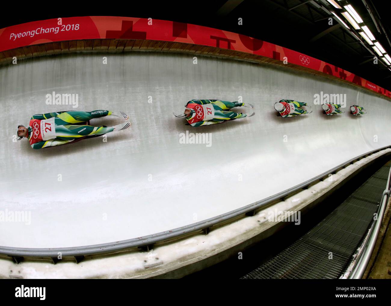 In this multiple exposure photo, Alex Ferlazzo, of Austria, makes his ...