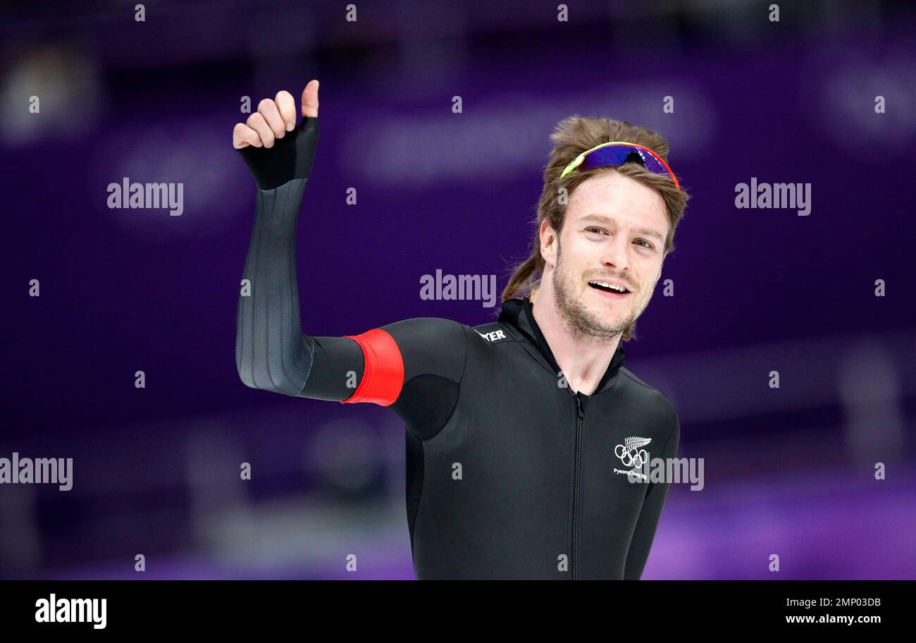 New Zealand's Peter Michael celebrates after competing during the men's ...