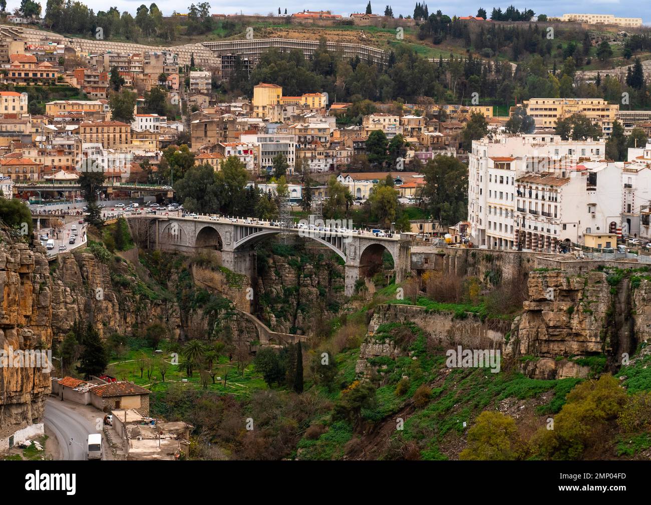 Old buildings on the canyon, North Africa, Constantine, Algeria Stock ...