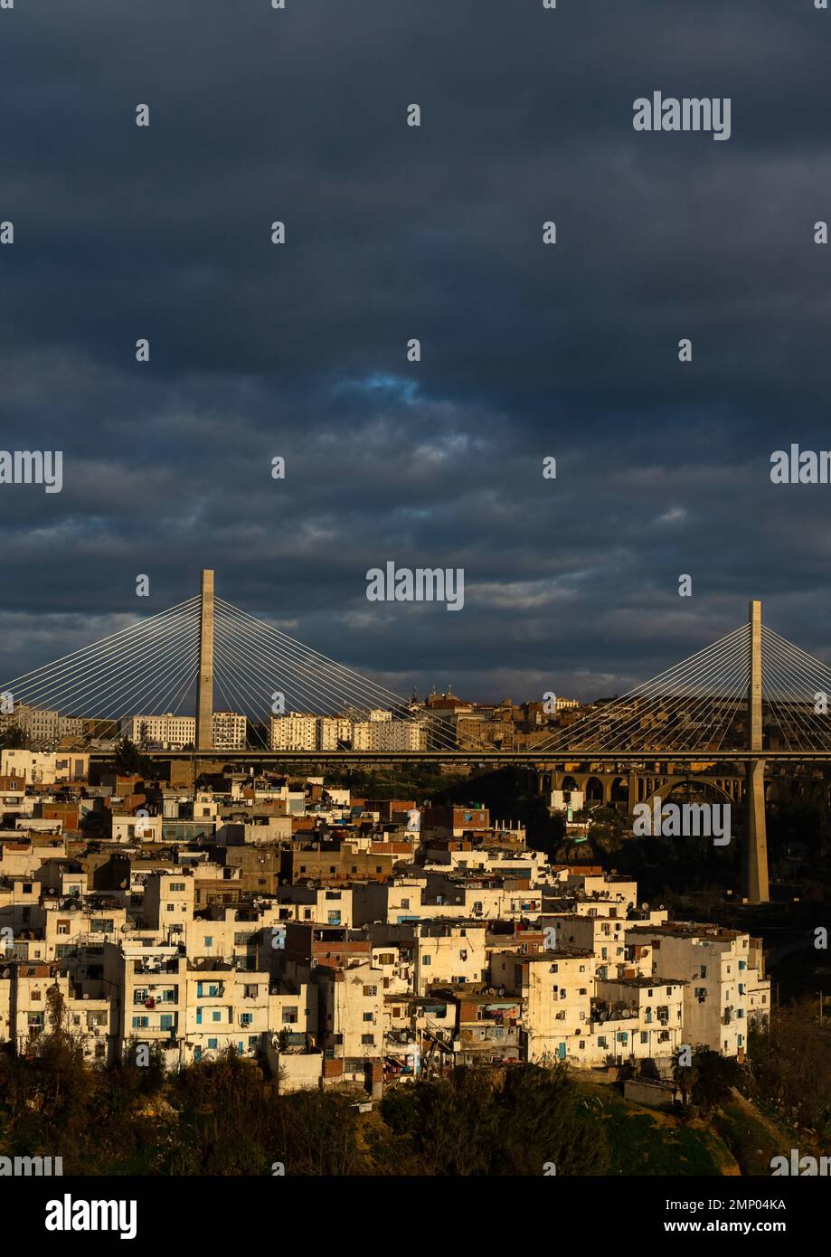 View of the town and Salah Bey Viaduct, North Africa, Constantine ...