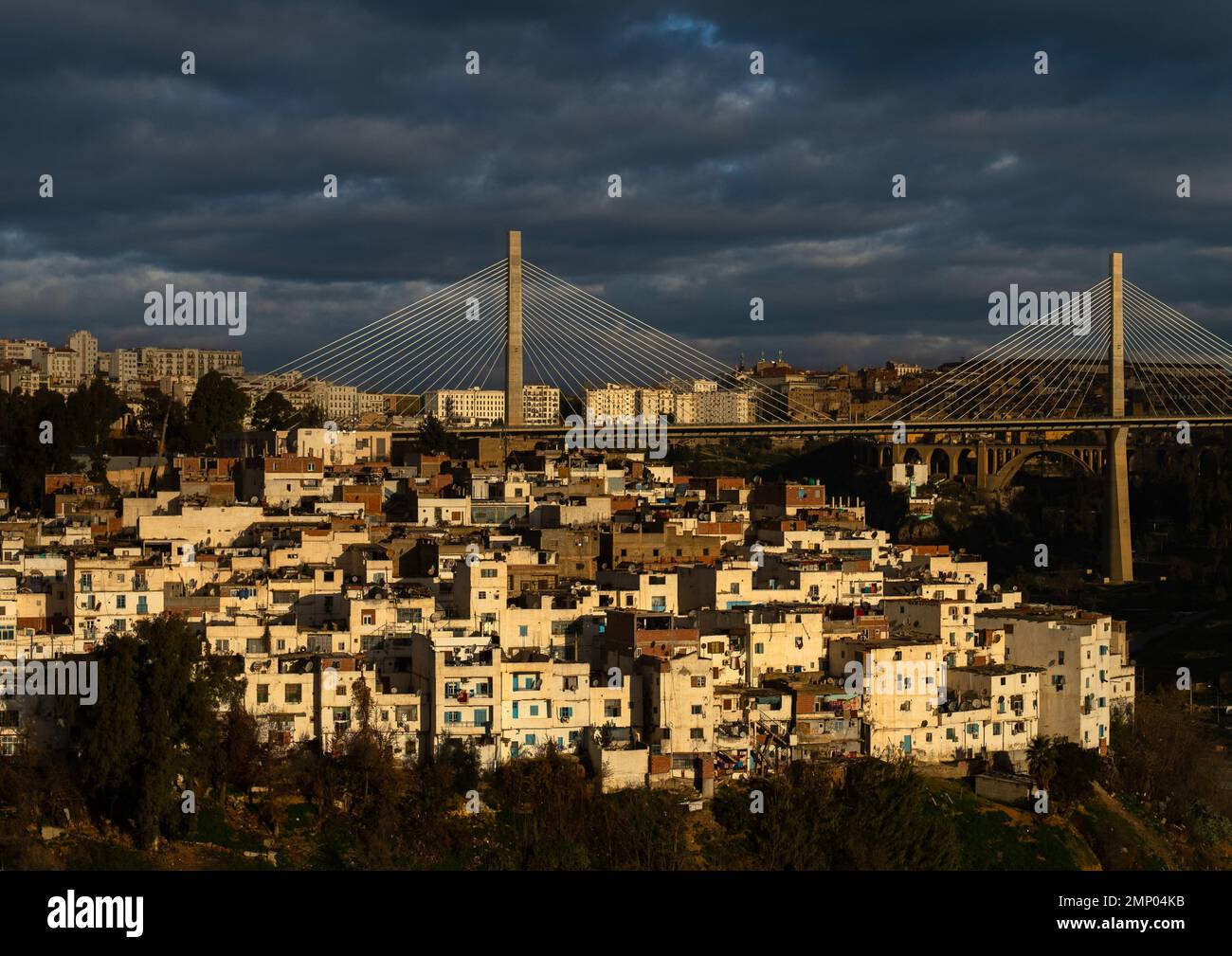 View of the town and Salah Bey Viaduct, North Africa, Constantine ...
