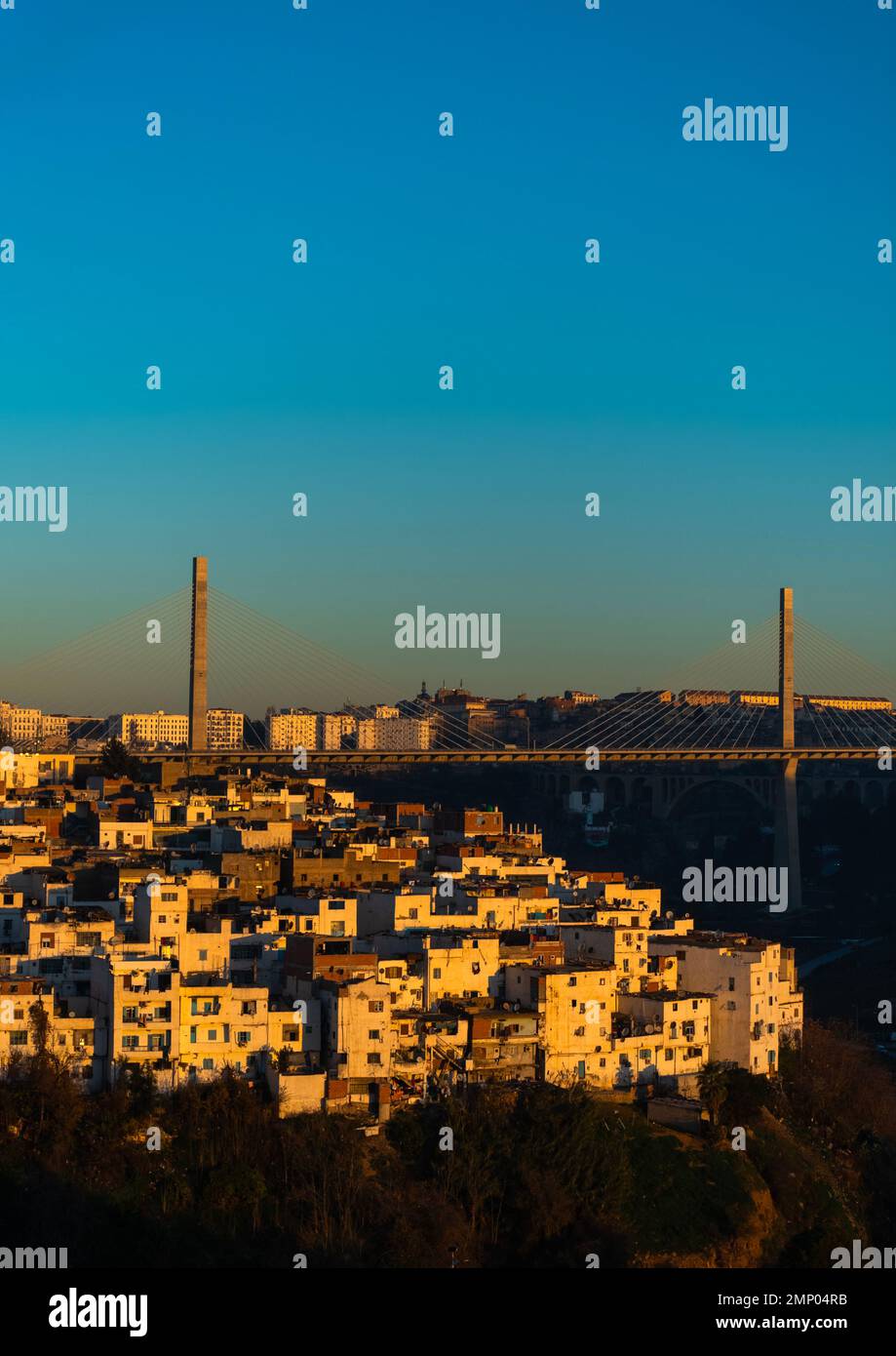 View of the town and Salah Bey Viaduct, North Africa, Constantine ...