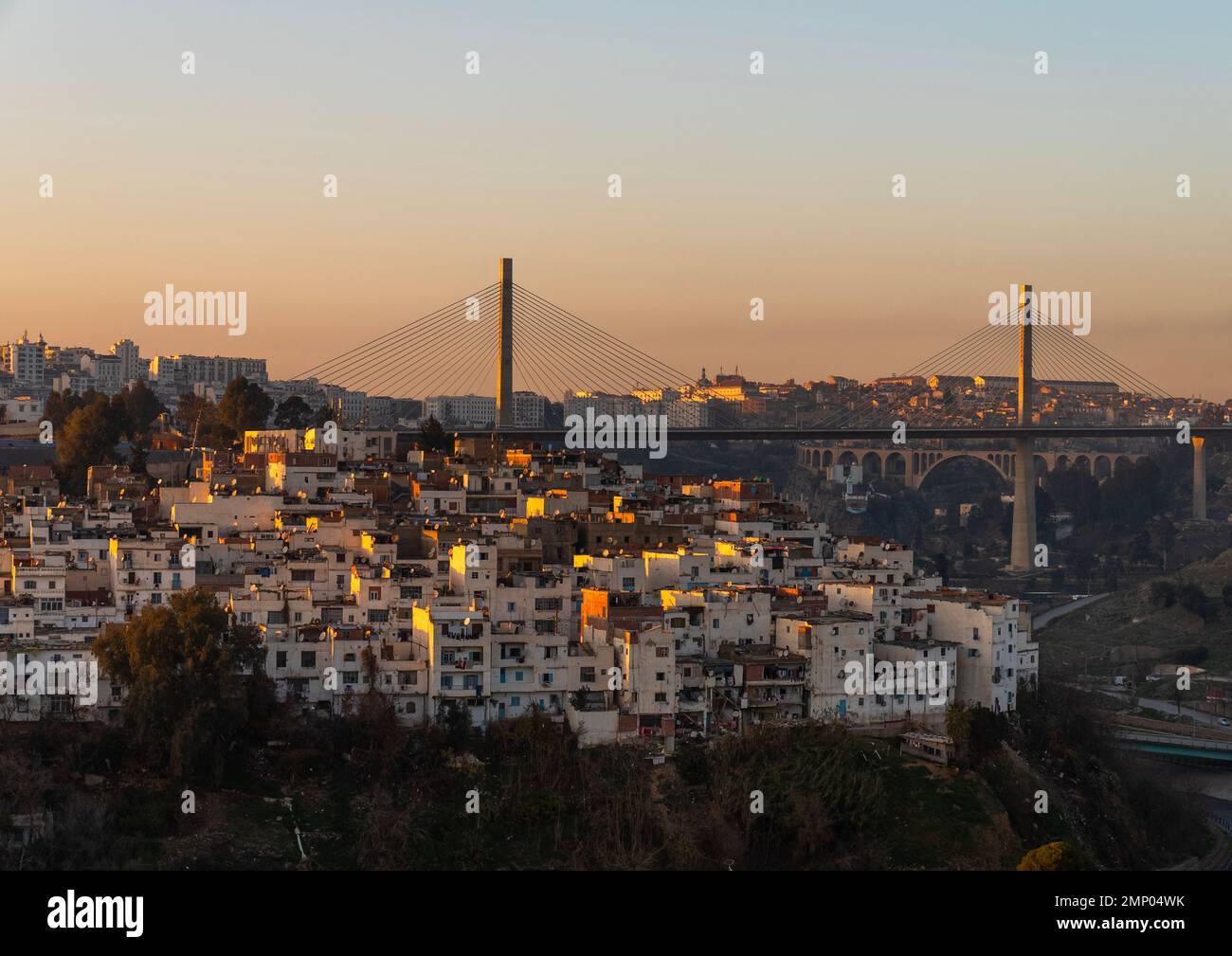 View of the town and Salah Bey Viaduct, North Africa, Constantine ...