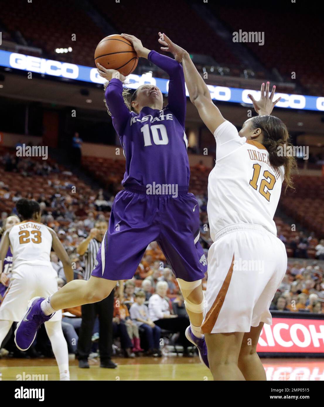 Kansas State guard Kayla Goth (10) shoots over Texas guard Jada ...