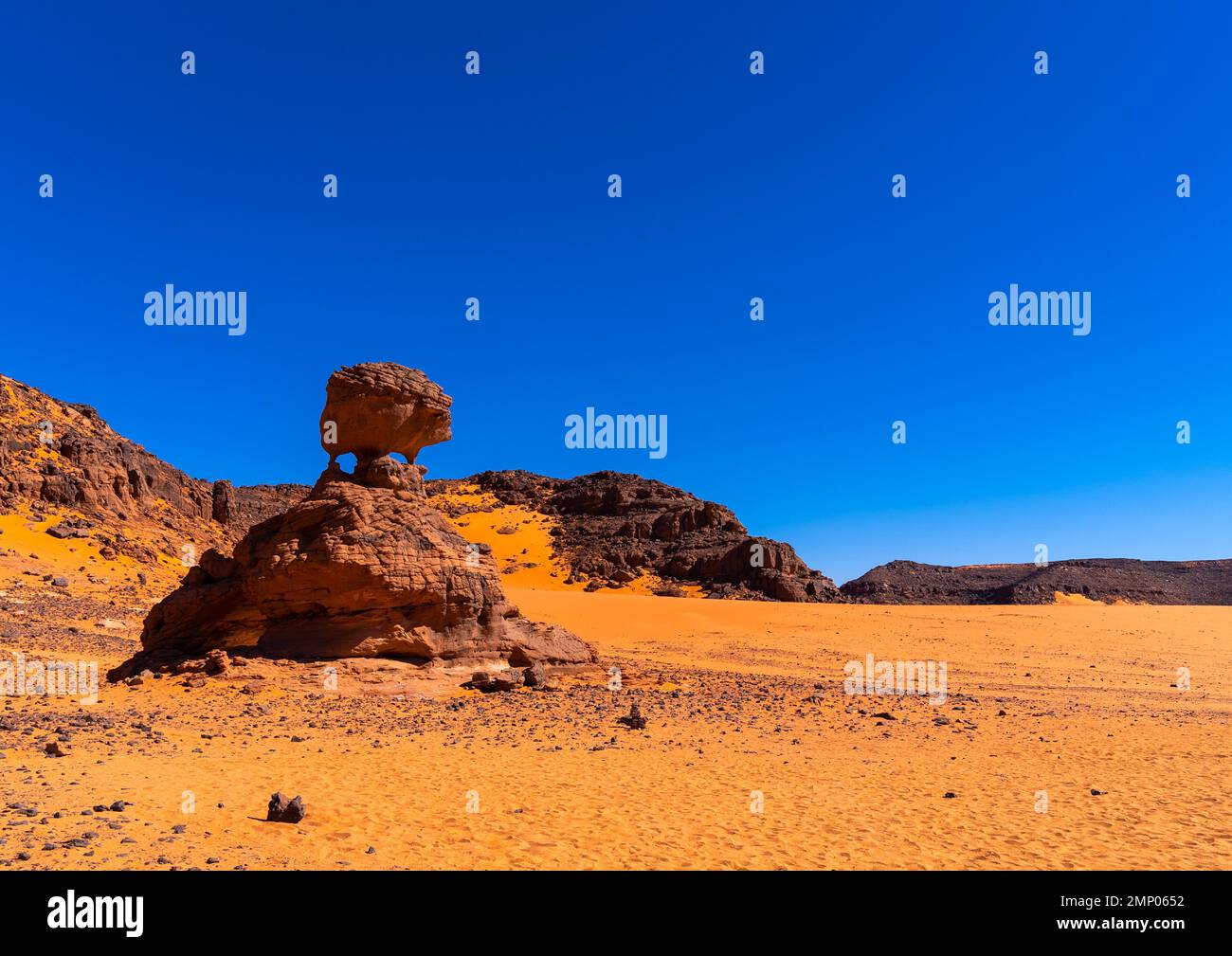 Rock formation in the desert with hedgehog shape, Tassili N'Ajjer ...