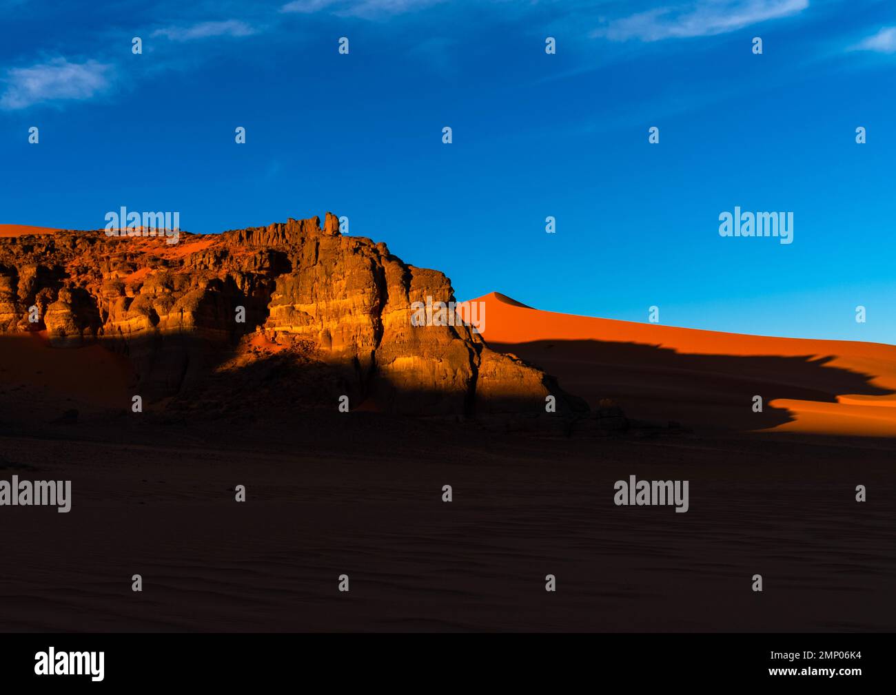Rocks and sand dunes in Sahara desert, Tassili N'Ajjer National Park ...