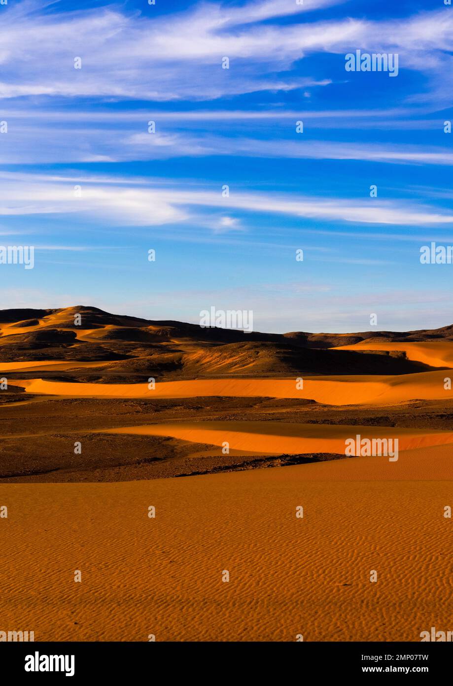 Rocks and sand dunes in Sahara desert, Tassili N'Ajjer National Park ...