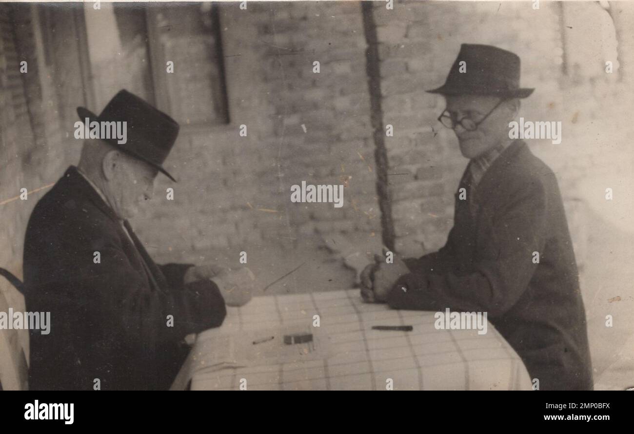 original vintage photo about two old friends / chaps whose are sitting ...