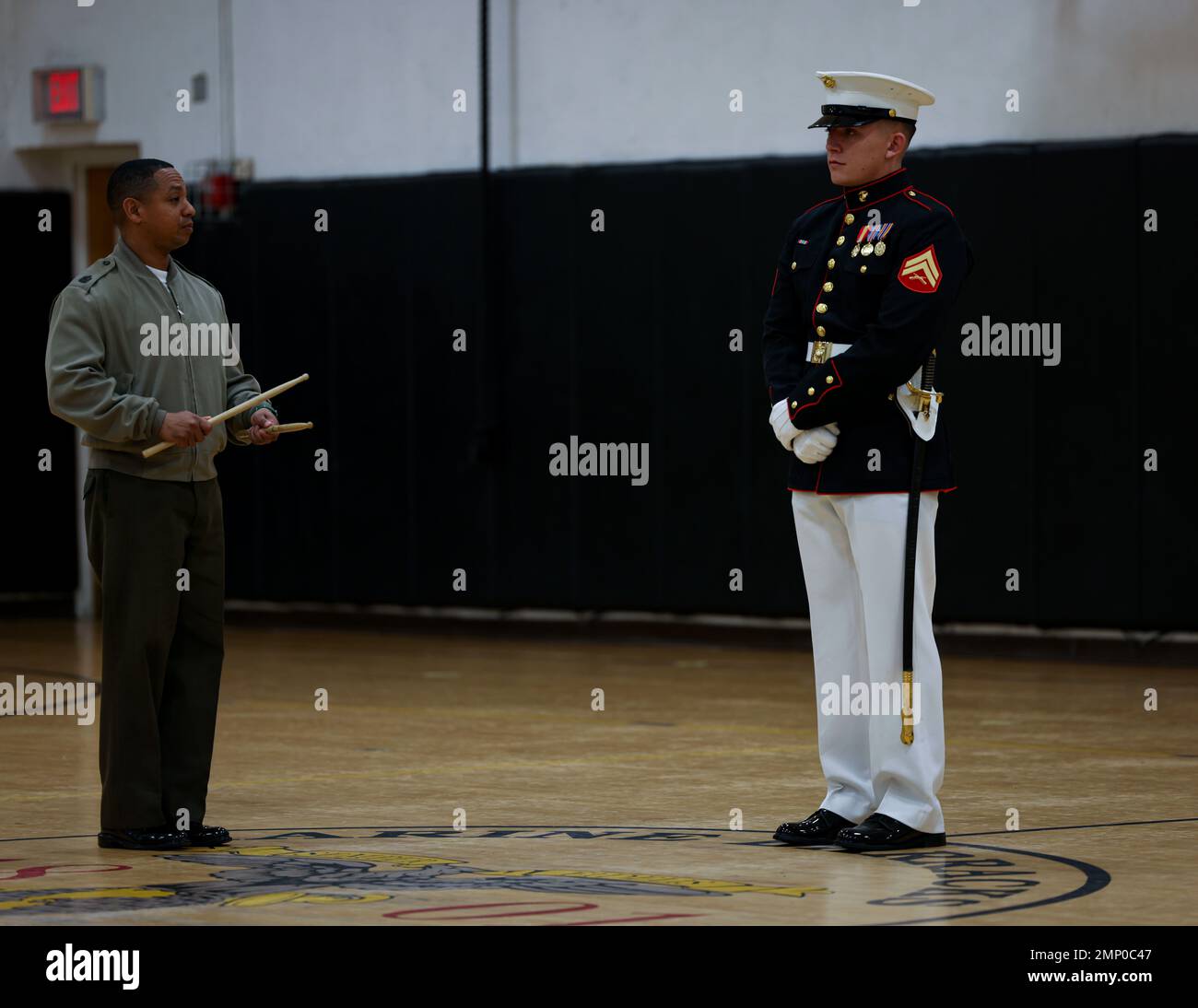 Corporal Samuel R. Smith, marcher, Bravo Company, executes ceremonial ...