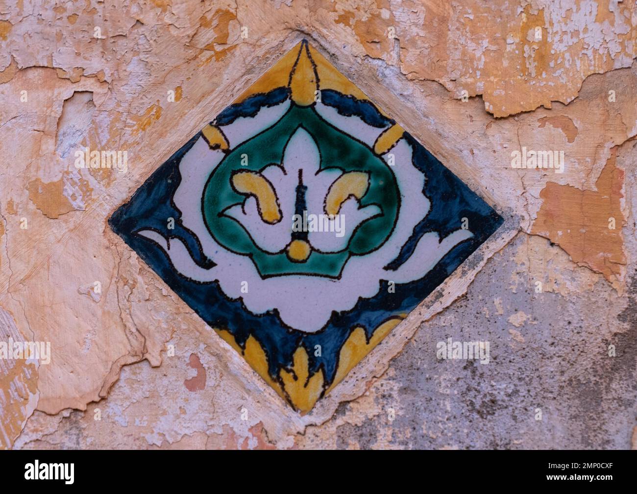 Chateau Neuf fort tile decoration, North Africa, Oran, Algeria Stock ...