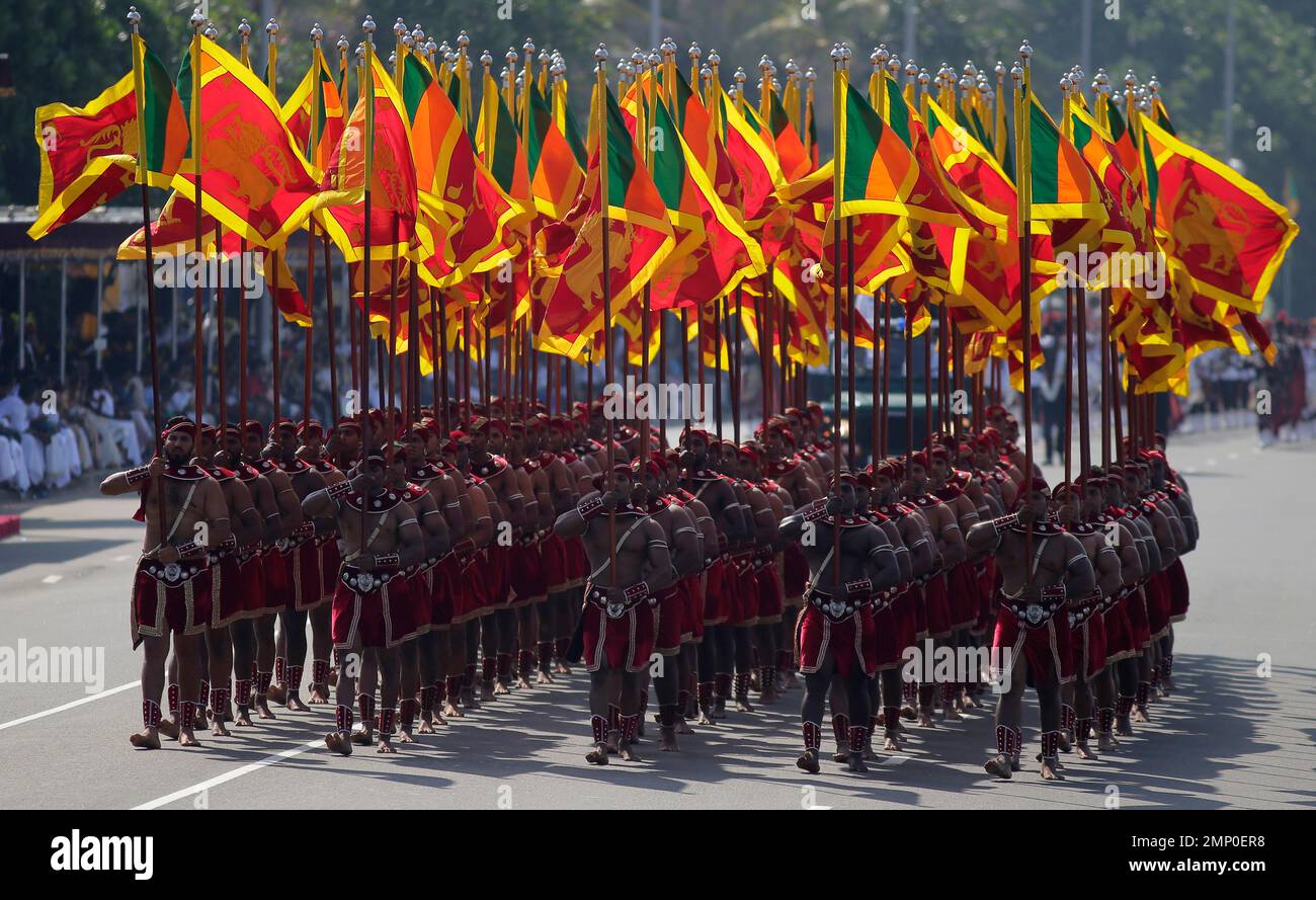 In this Feb. 4, 2018 photo, Sri Lankan army soldiers, dressed in ...