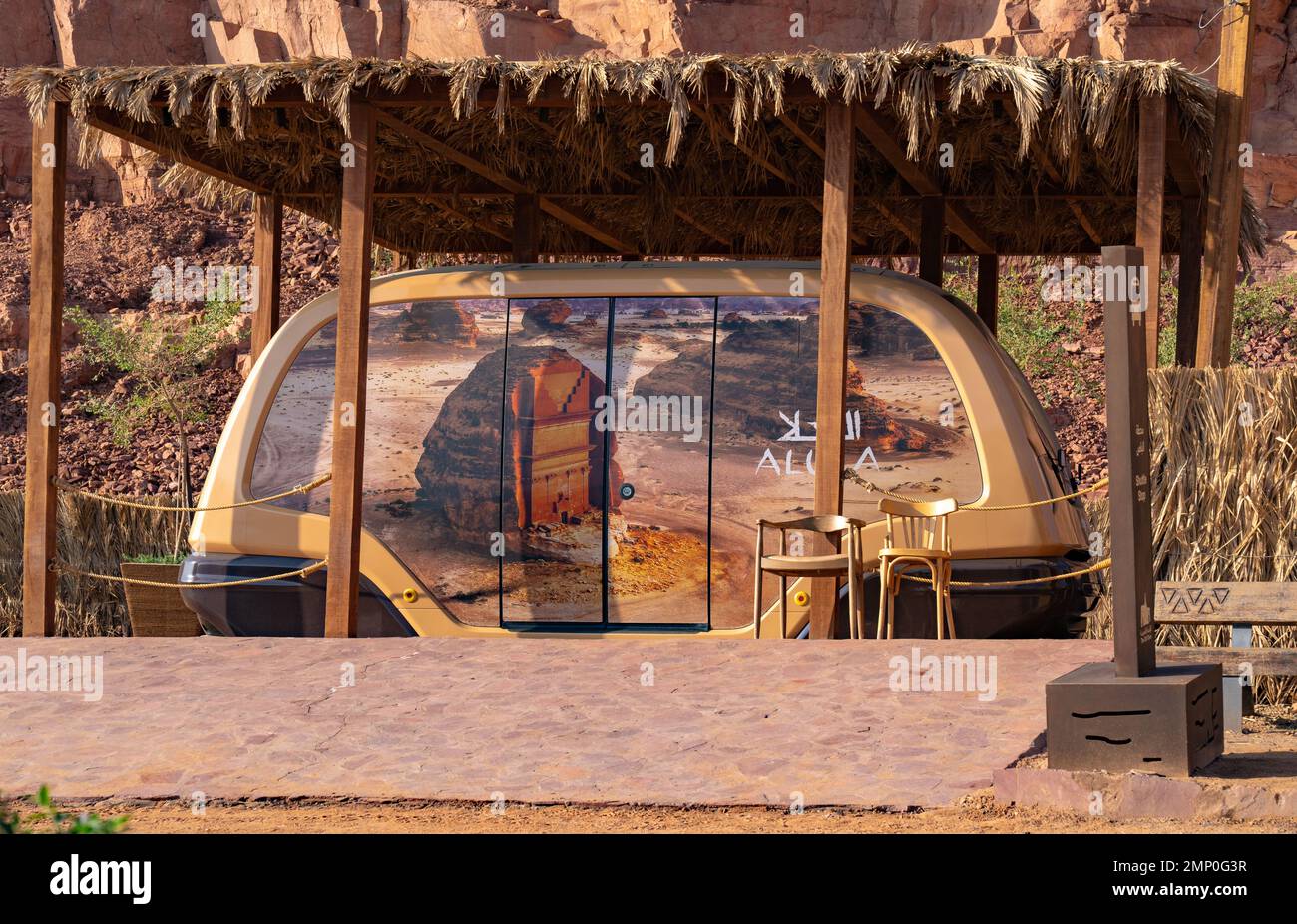 Monorail Transport system in Alula Old Town, Alula city, Saudi Arabia ...