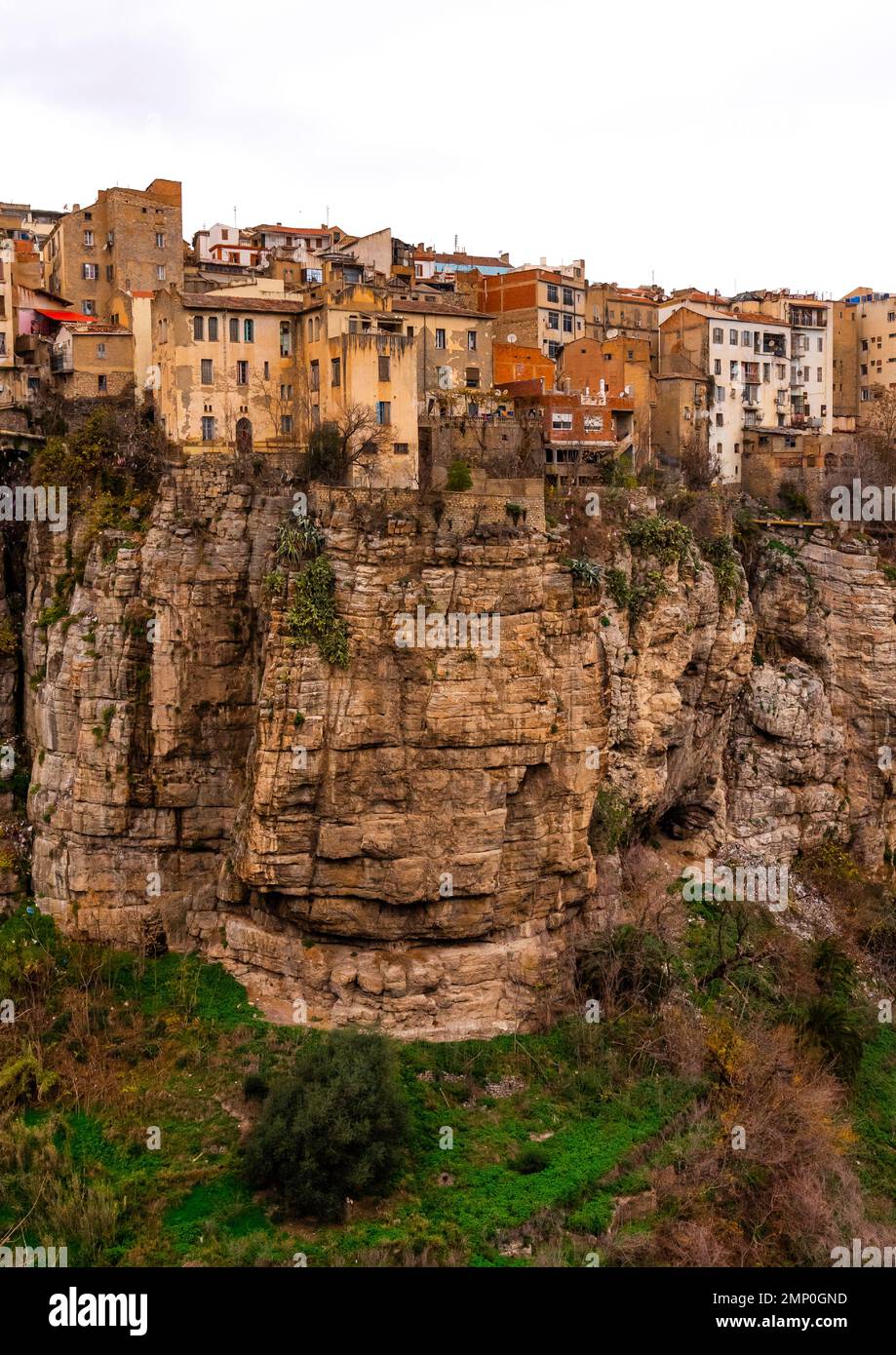 Old houses overlooking the canyon, North Africa, Constantine, Algeria ...