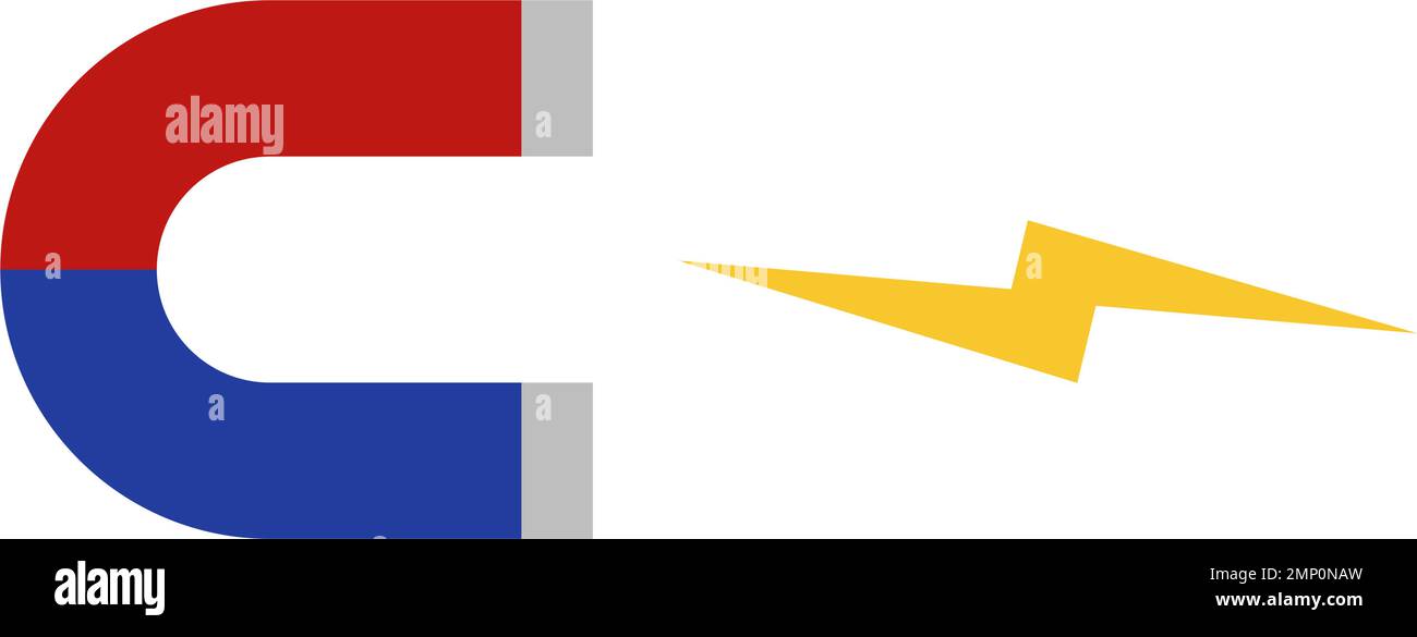 U-magnet and electricity icon. Magnetism. Editable vector Stock Vector ...