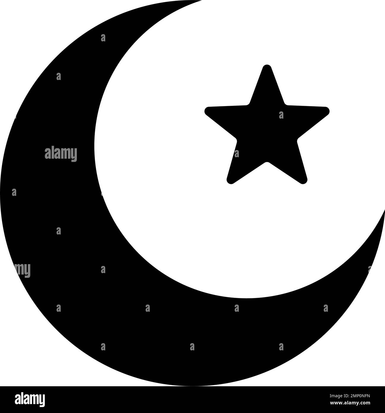 Crescent moon and star silhouette icon. Islam. Editable vector Stock ...