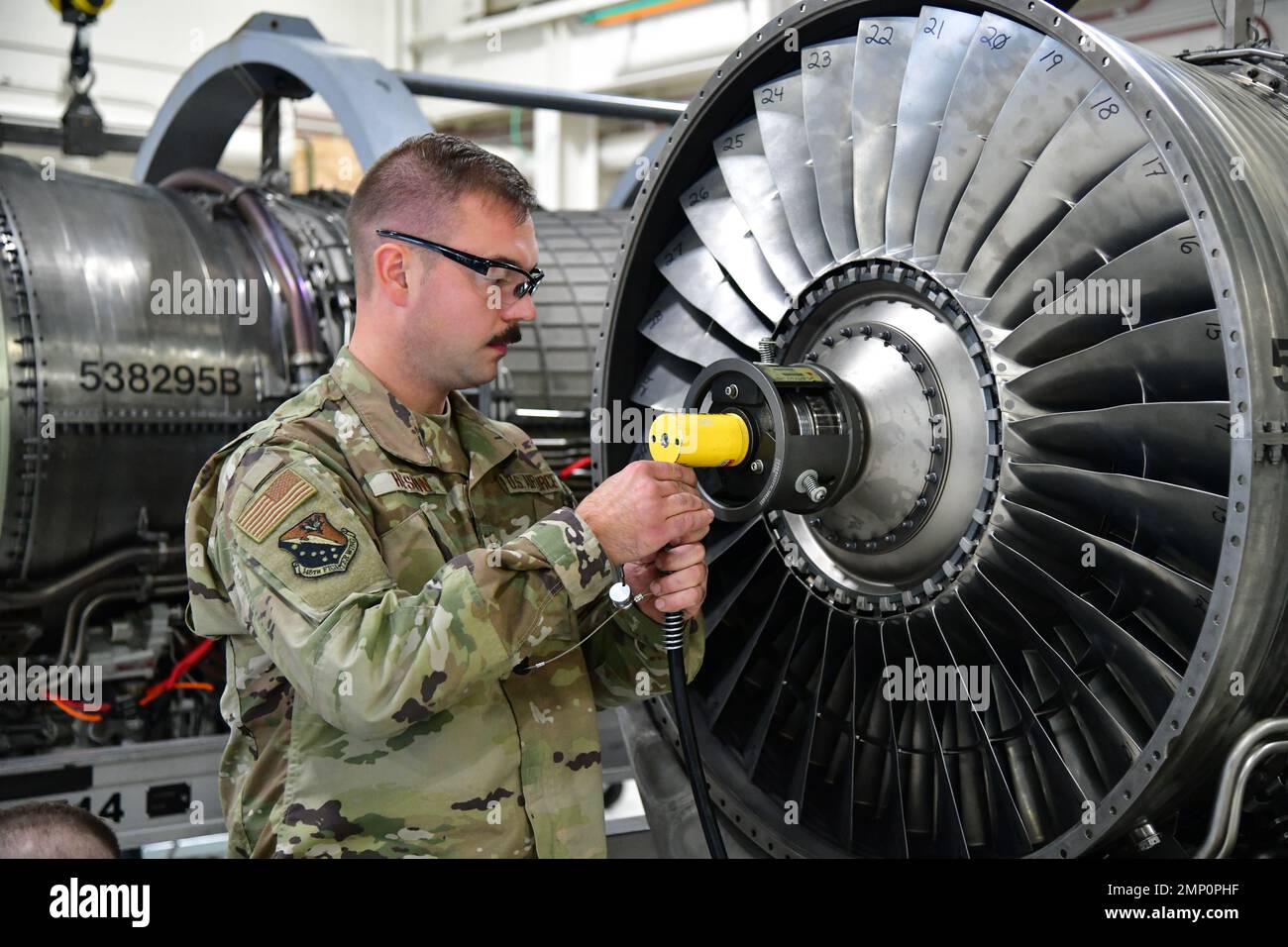 An Aerospace Propulsion specialist assigned to the 148th Fighter Wing, Minnesota Air National ...