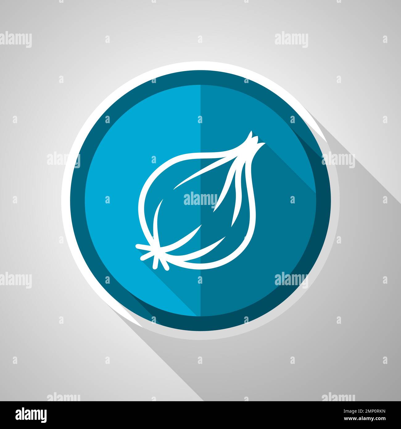 Fresh onion, vegetable symbol, flat design vector blue icon with long ...
