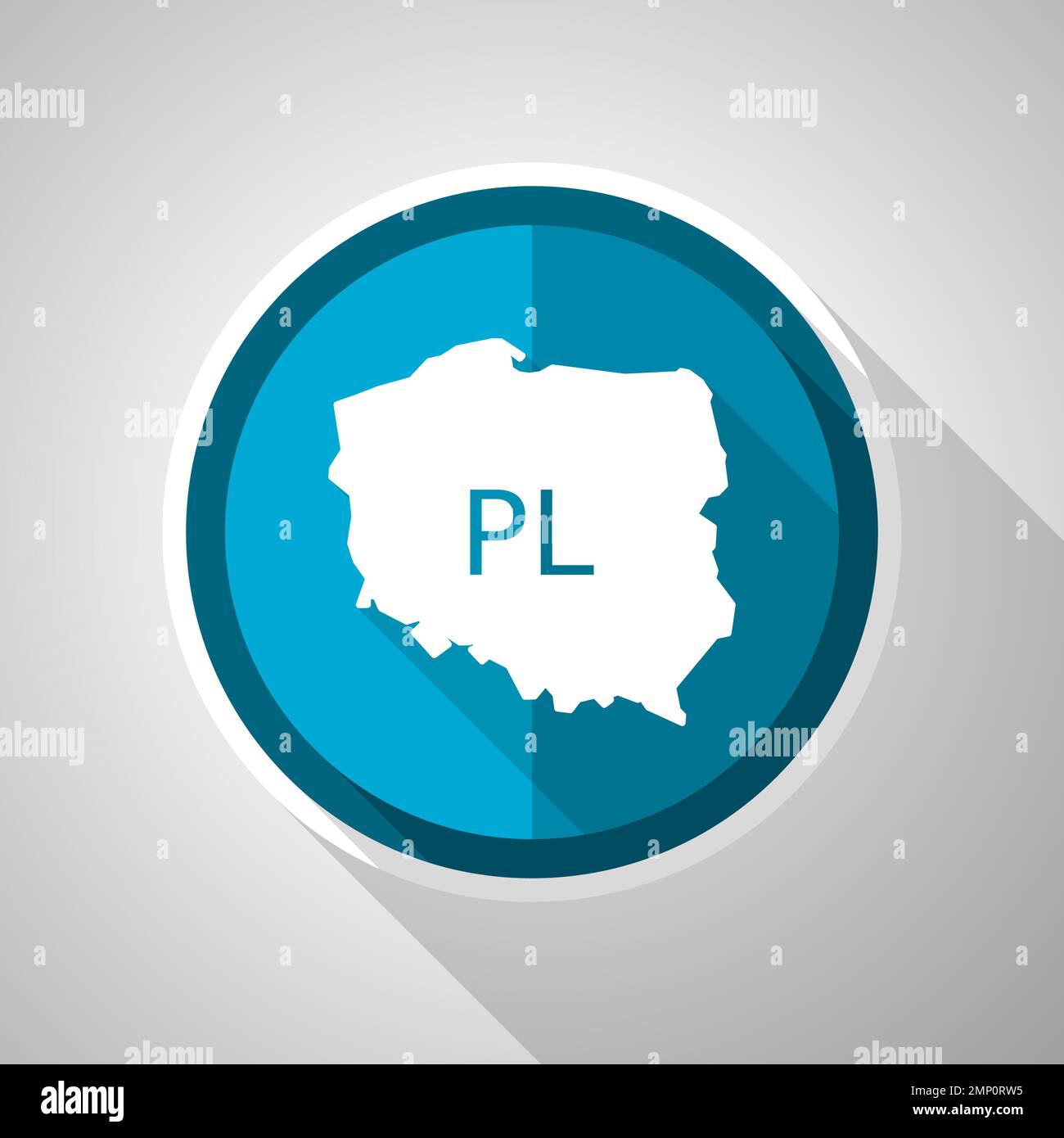 Map of Poland symbol, flat design vector blue icon with long shadow ...