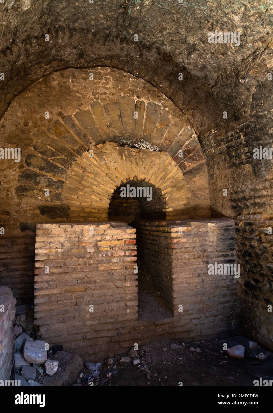 Brick oven in the Great Baths in the Roman ruins, North Africa, Djemila ...