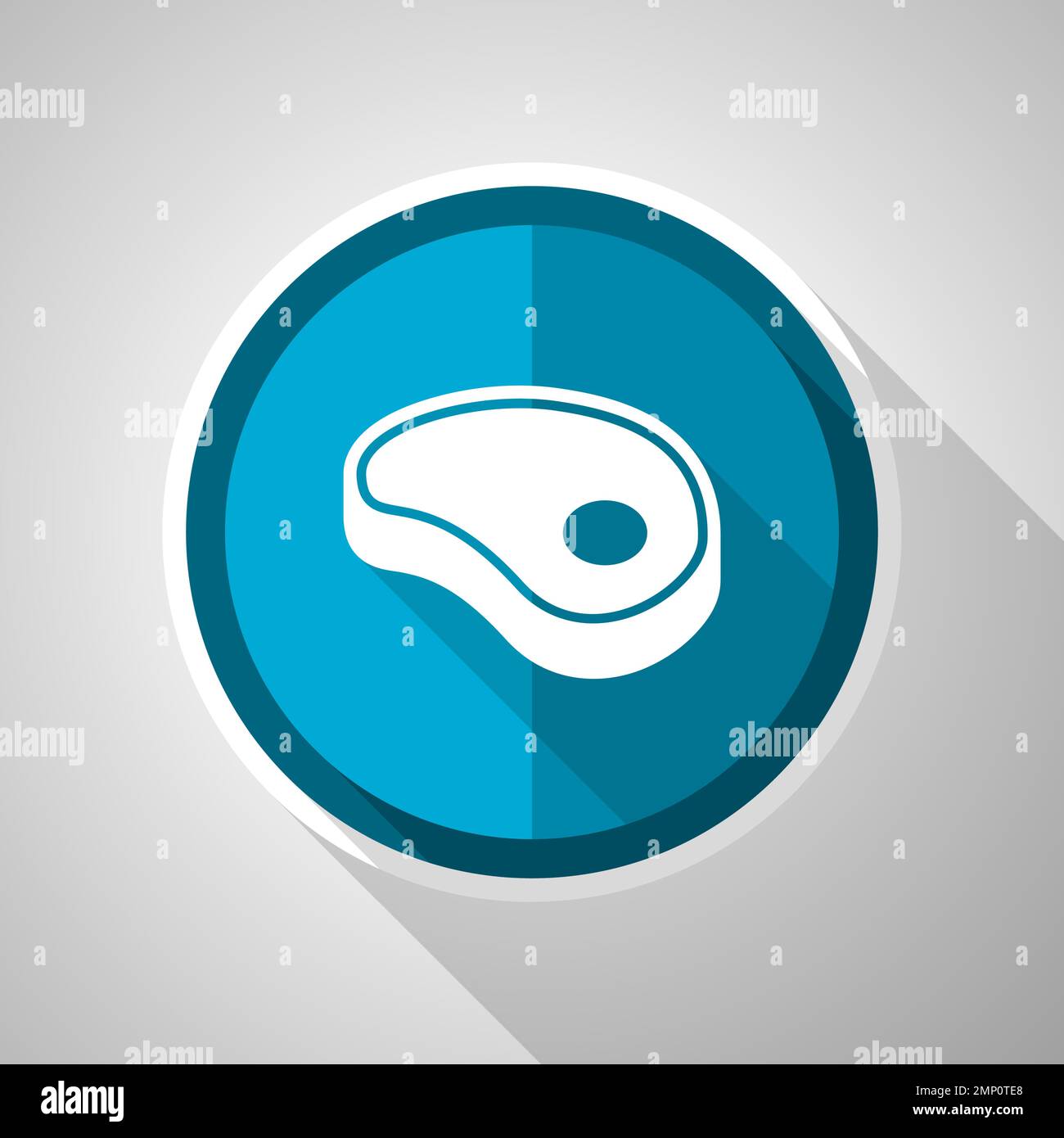 Meat, steak symbol, flat design vector blue icon with long shadow Stock ...