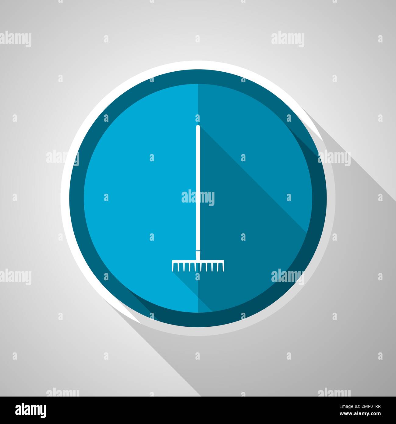 Rake, gradening tool symbol, flat design vector blue icon with long ...