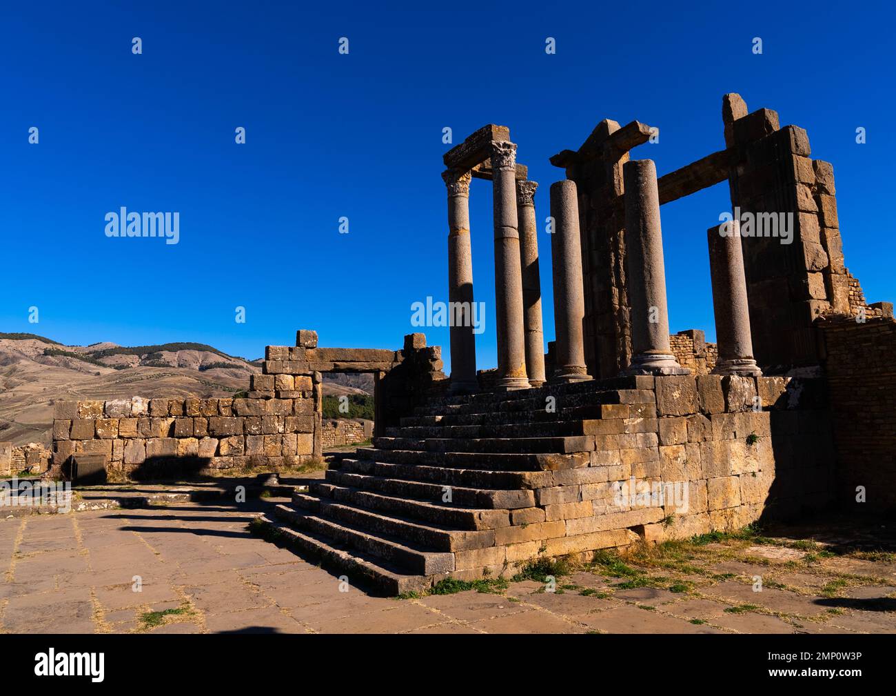 Temple to Venus Genetrix in the Roman ruins , North Africa, Djemila ...